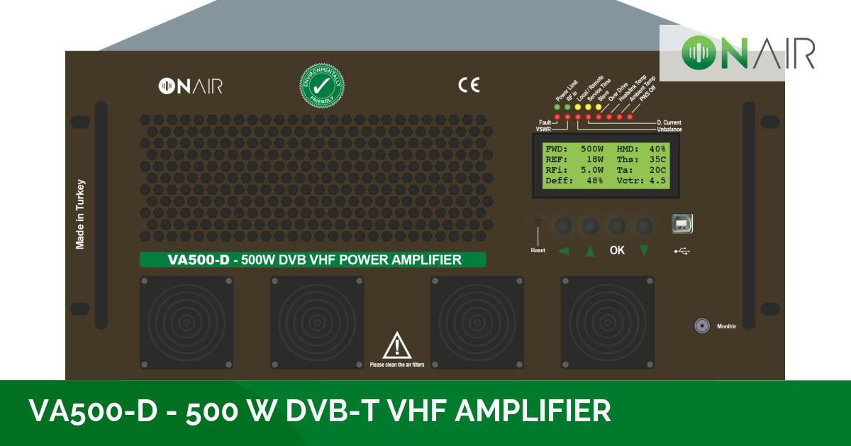 VA500-D - 500 W DVB-T VHF AMPLIFIER - Products - ONAIR