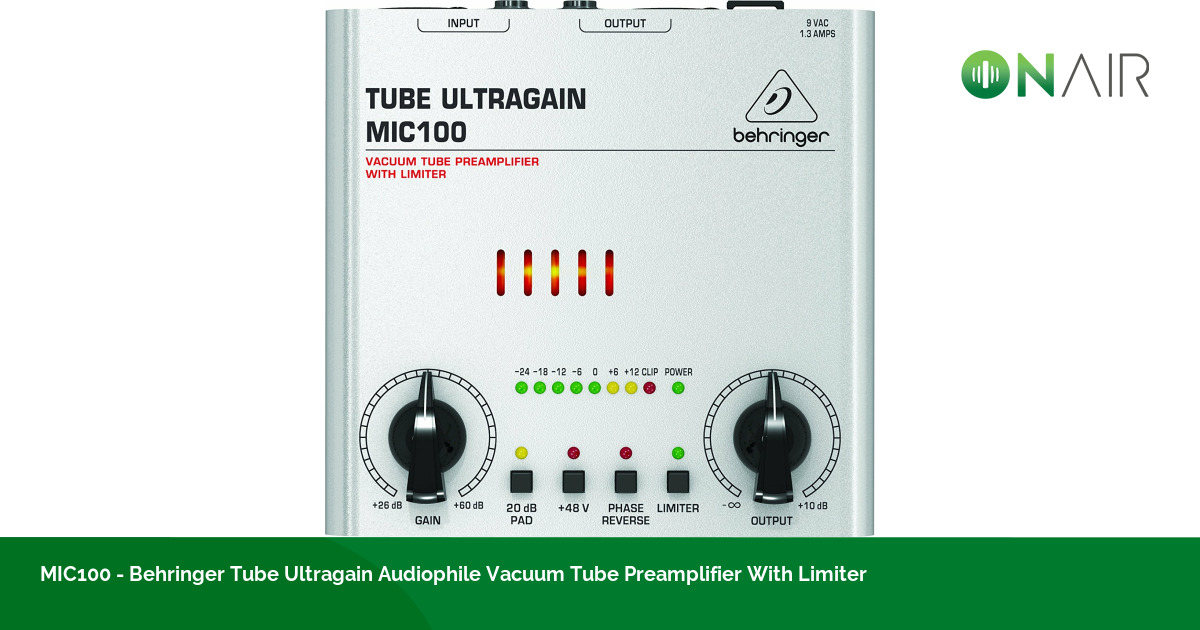 MIC100 - Behringer Tube Ultragain Audiophile Vacuum Tube Preamplifier ...